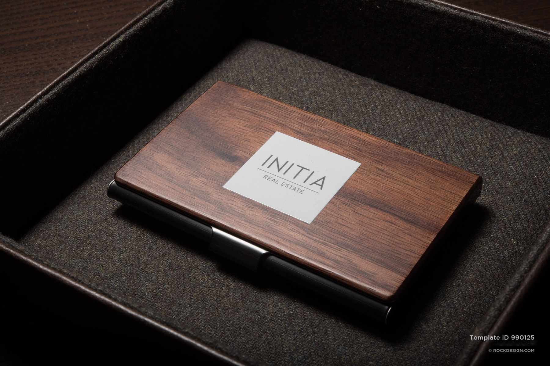 Sophisticated Printed Walnut Wooden Business Card Holder | Stylish Desk ...