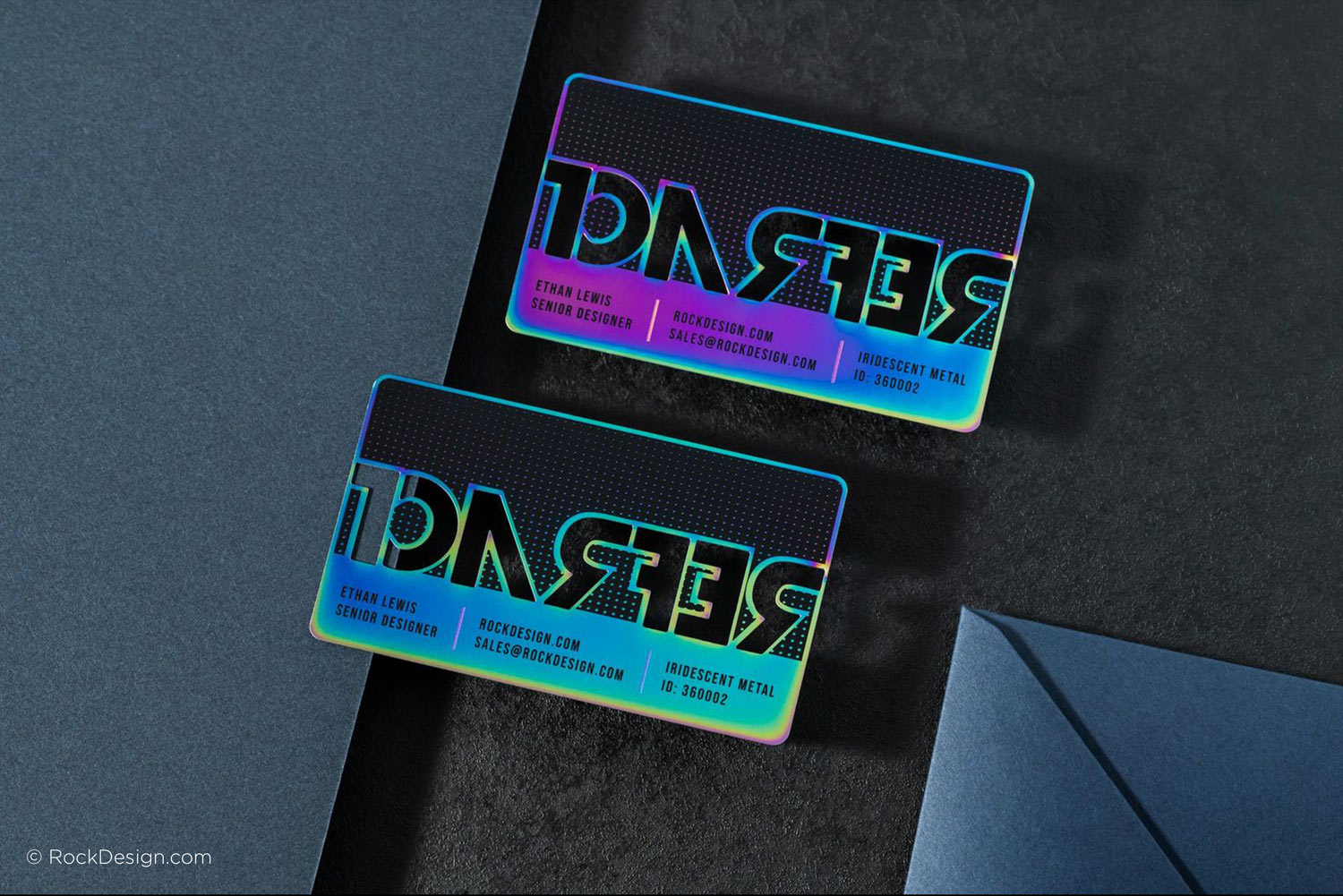 Radiant Iridescent Metal Business Card Templates | RockDesign.com