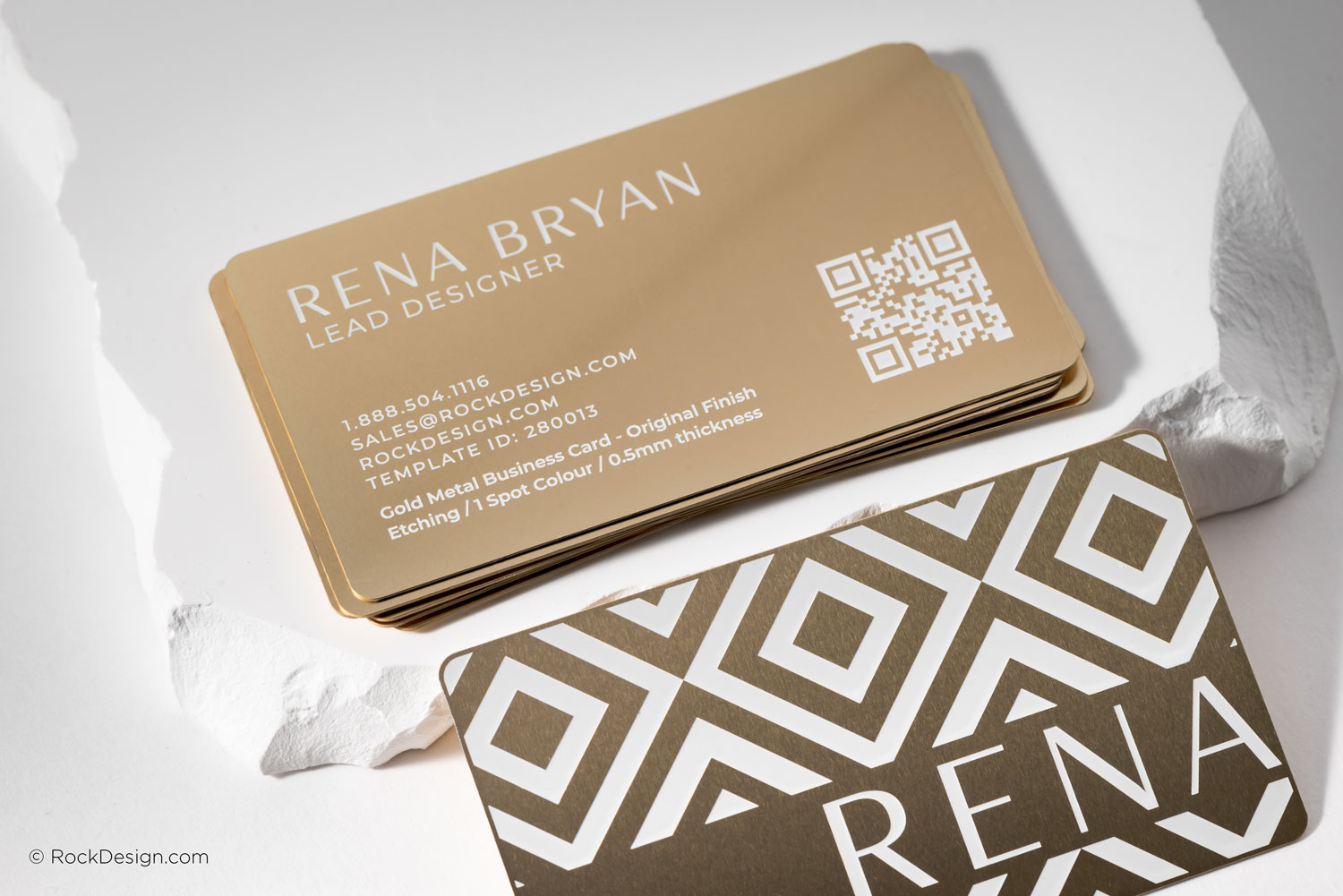 QR Code Gold Metal Business Card Templates | RockDesign.com
