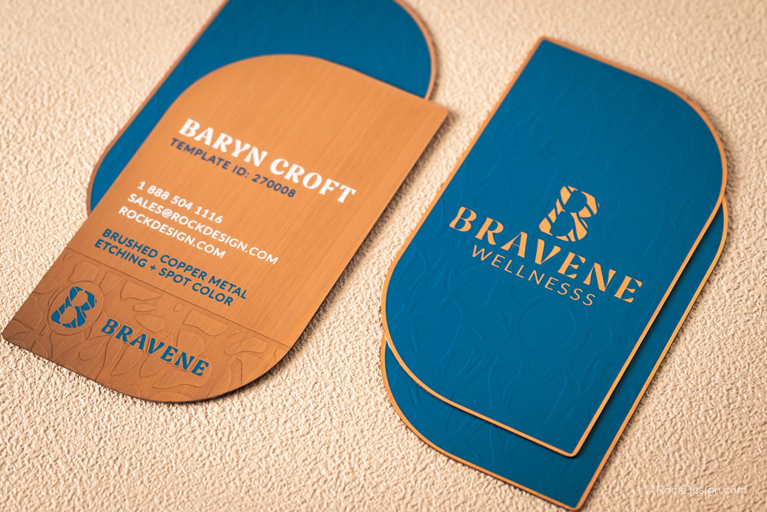Brushed Copper Metal Business Card Templates | RockDesign.com