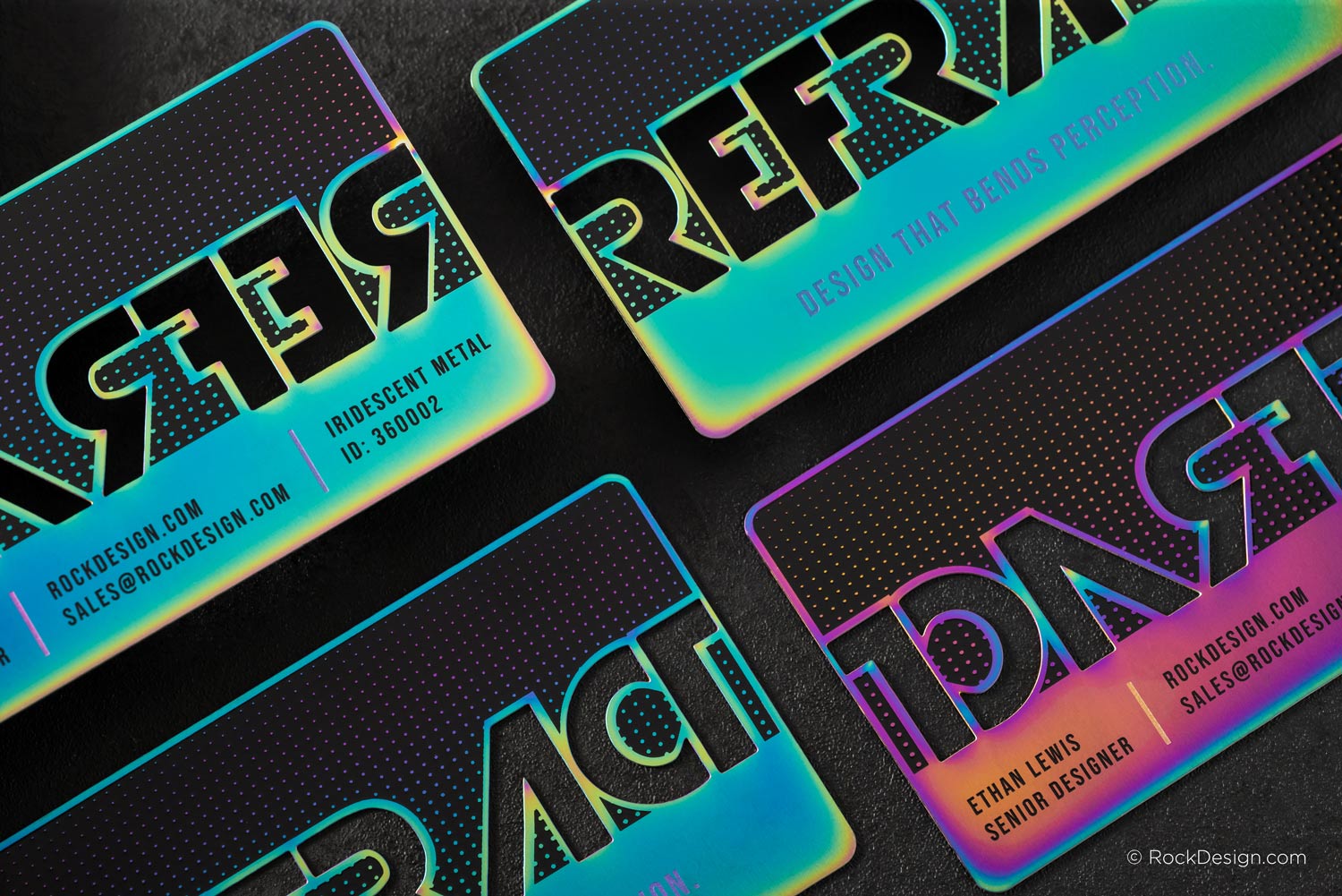 Radiant Iridescent Metal Business Card Templates | RockDesign.com