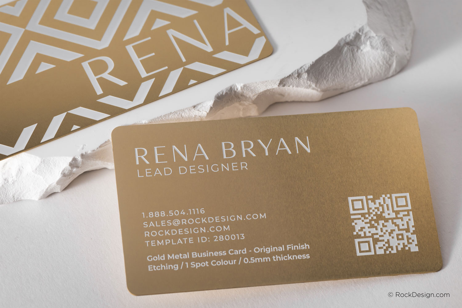 QR Code Gold Metal Business Card Templates | RockDesign.com