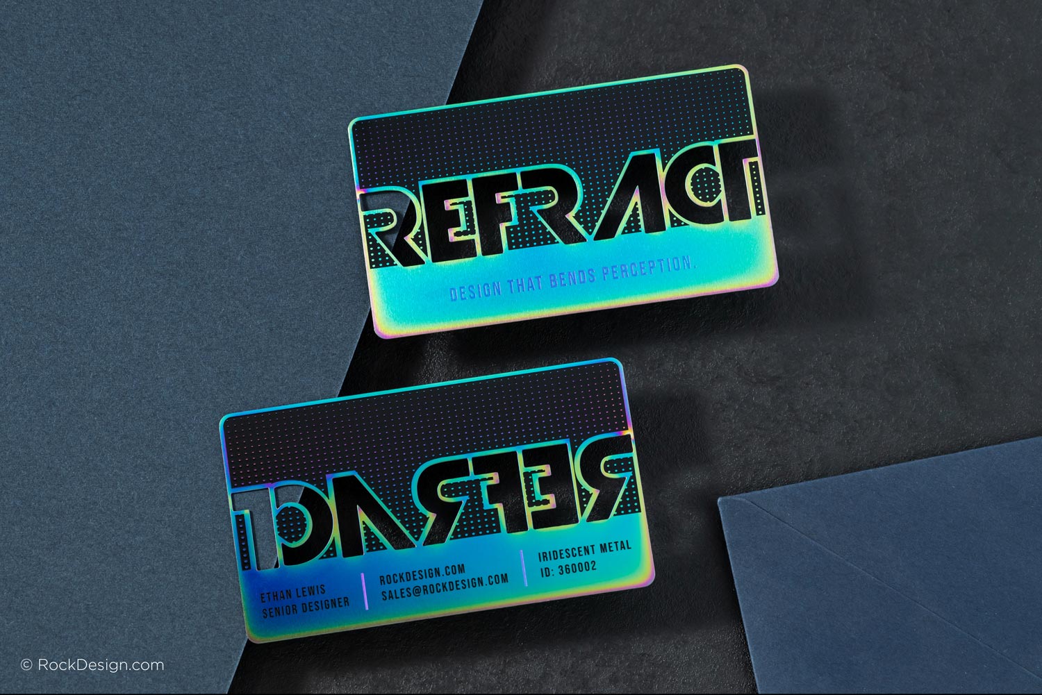 Radiant Iridescent Metal Business Card Templates | RockDesign.com