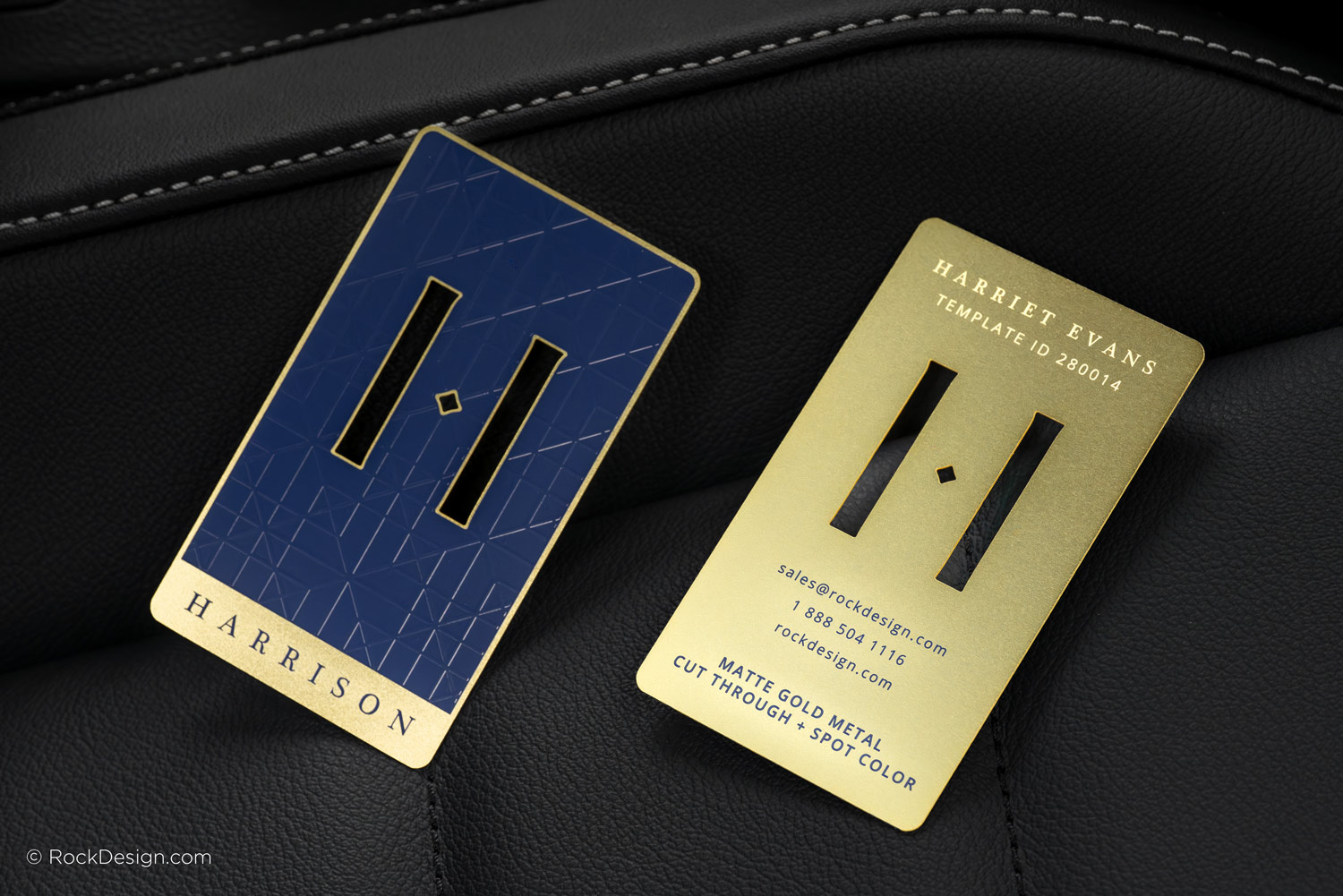 Prestige Custom Die-Cut Gold Metal Business Card Templates | RockDesign ...