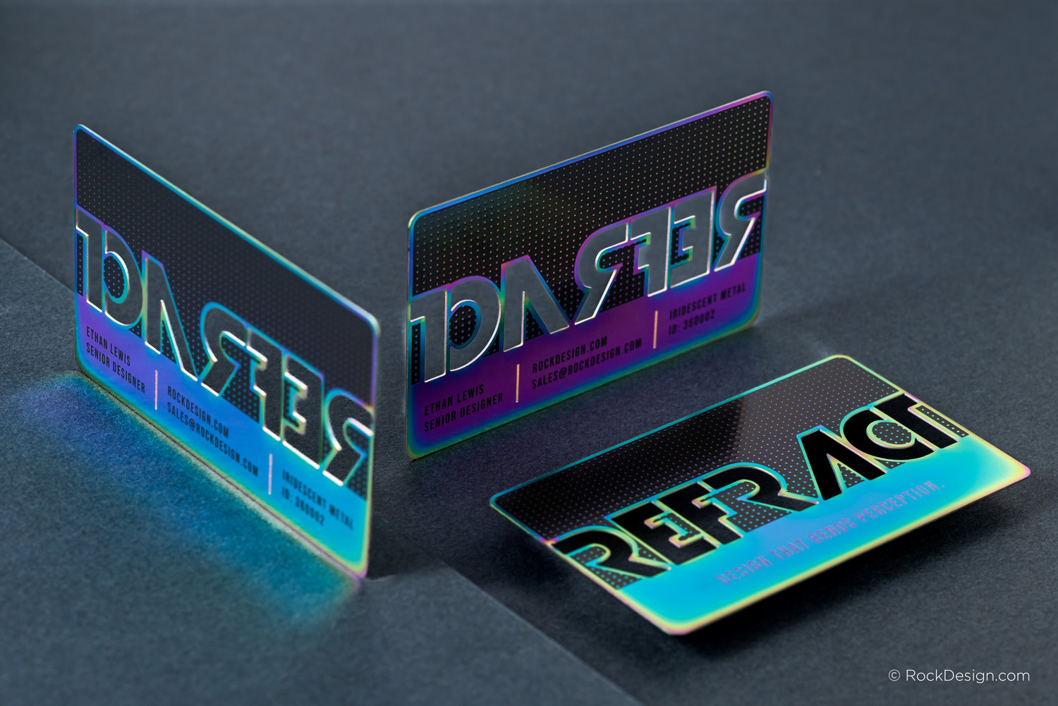 Radiant Iridescent Metal Business Card Templates | RockDesign.com
