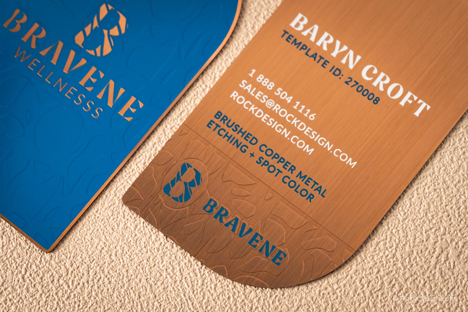 Brushed Copper Metal Business Card Templates | RockDesign.com