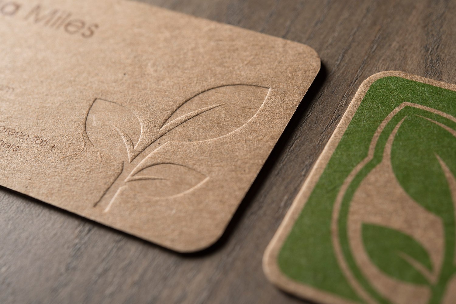 Unique brown kraft name card template with debossing and die cutting ...